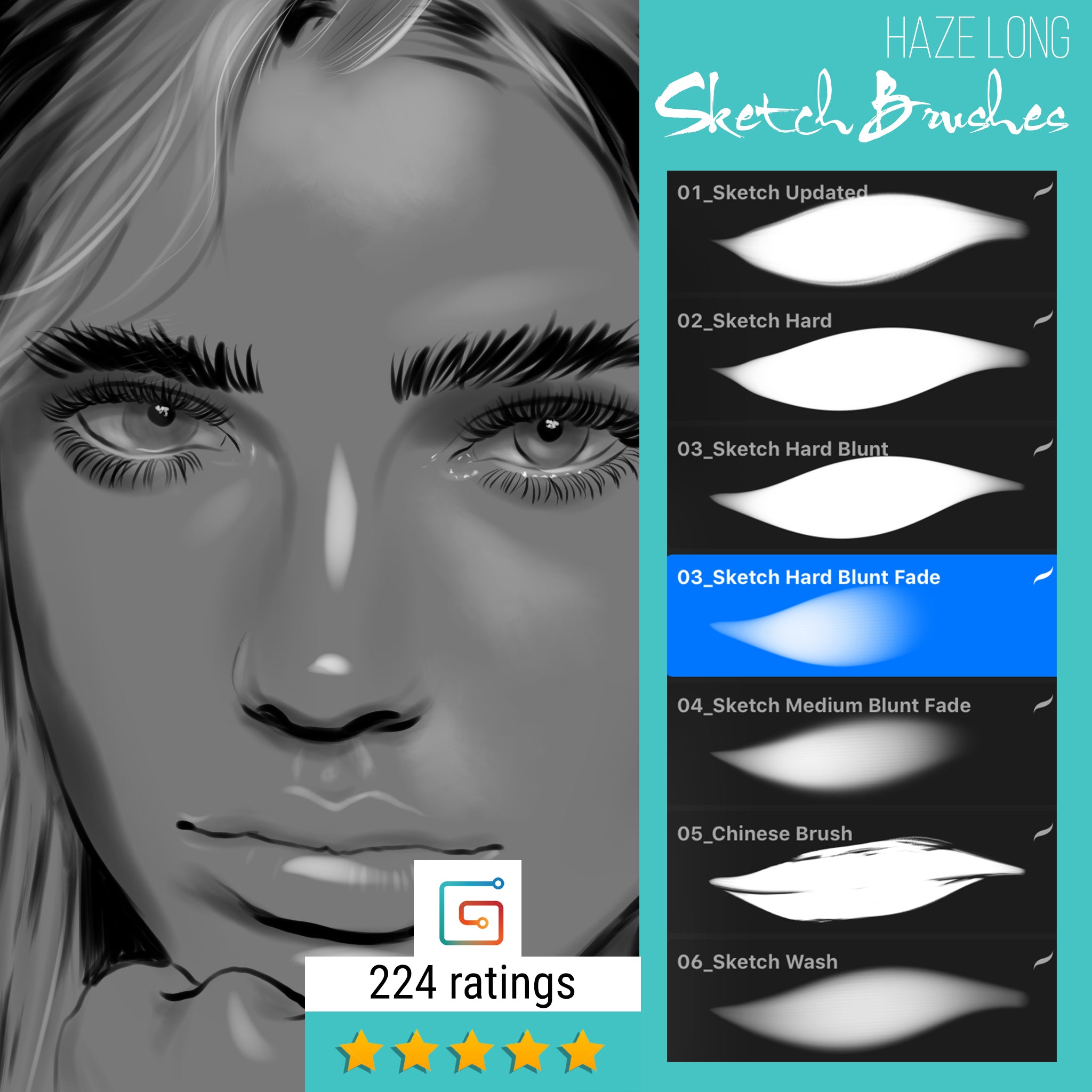 Haze Long Procreate Sketch Brushes Extended Pack